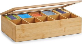 Bambusový čajový box v pytlích - 10 přihrádek, ZELLER