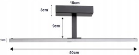 BERGE Nástěnné svítidlo LED do koupelny - 50 cm - 12 W černé