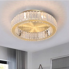 Toolight Toolight, LED křišťálové stropní svítidlo 40cm, 24W, 4000K, 1120lm, APP1720-C, zlatá matná, OSW-09301
