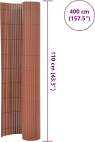 Oboustranný zahradní plot 110 x 400 cm hnědý 317159