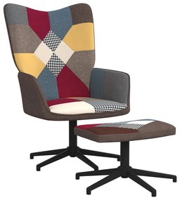 Relaxační křeslo se stoličkou patchwork textil,  328188 HangarStore.cz