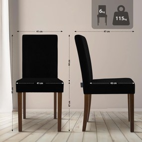 Sada 2 jídelních židlí Ina manšestr antik dunkel – černá