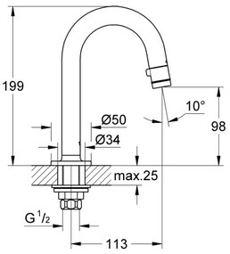 GROHE 20201000 - Stojánkový ventil UNIVERSAL 113 mm lesklý chrom