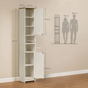Koupelnová skříňka 30x30x170cm AUK-E1166 WT, mdf, bílá