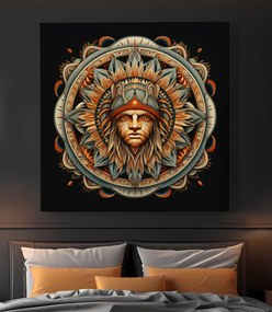Obraz na plátně - Indiánská mandala s obličejem FeelHappy.cz Velikost obrazu: 120 x 120 cm