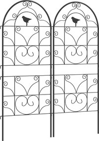 Sada dvou kovových treláží Outsunny pro rostliny - bezrezová treláž s motivem ptáčka pro popínavé rostliny, rozměry 50x120 cm, treláž pro pokojové ros