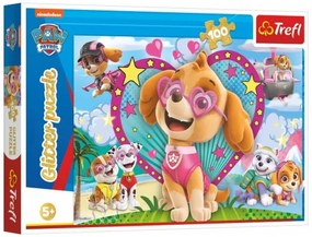 Puzzle Paw Patrol/Tlapková patrola třpytivé 100 dílků 48x34cm v krabici 33x23x4cm