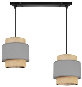 Závěsné svítidlo Boho, 2x jutové/šedé textilní stínítko