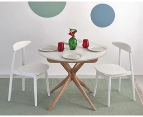 Kulatý rozkládací jídelní stůl s přídavnou deskou ø 90 cm Jubi – Ragaba