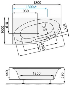 Santech LAGOON 180 x 100 cm SALAG180P vana akrylátová pravá