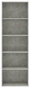 vidaXL Knihovna 5 polic betonově šedá 60 x 30 x 189 cm dřevotříska