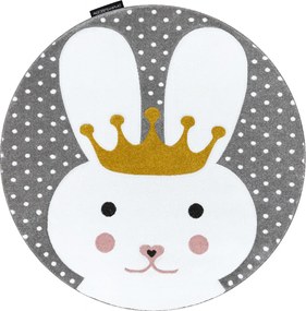 Detský kusový koberec Petit Bunny grey kruh, 140x140 (priemer) kruh, šedá, detská izba, Dywany Łuszczów