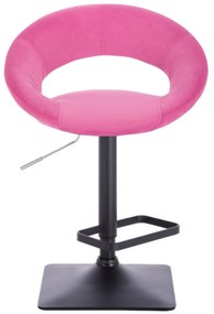 LuxuryForm Barová židle NAPOLI  VELUR na černé podstavě - růžová