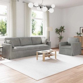 Set pohovek 2 ks Světle šedá samet 3407625