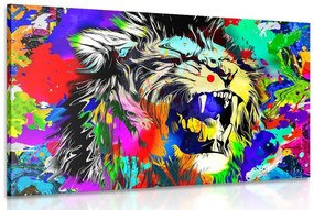 Obraz barevná lví hlava - 120x80 cm