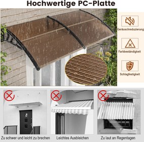 Costway Stříška na přední dveře hliníková střešní krytina oblouková stříška