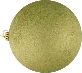 Velká vánoční ozdoba 20 cm plastová koule jablkově zelená glitter