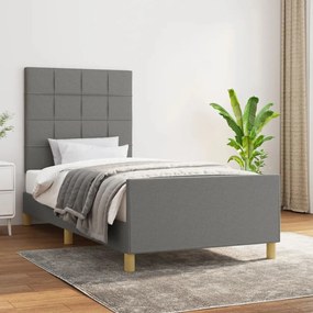 vidaXL Rám postele s čelem tmavě šedý 90x200 cm textil