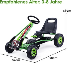 Costway Pedal Gokart Pedal-Powered Car Dětské auto s pedálem zelená +, zelený