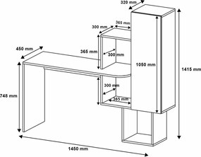 Pracovní stůl Acelya Walnut and White