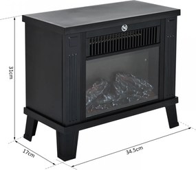 Elektrický krb na zeď LED GOLETO HOMCOM BLACK 600/1200W