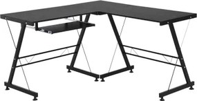 HOMCOM počítačový stůl, flexibilní pracovní stanice MDF ocel černá, 210 x 50 x 73,5 cm