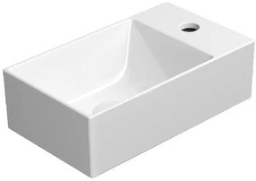 Sapho GSI Kube X - Umývátko 400x230 mm, bez přepadu, otvor pro baterii, ExtraGlaze, bílá 9484111