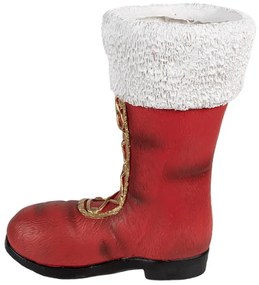 Vánoční dekorace červená keramická holínka Santa Clause – 32x19x36 cm
