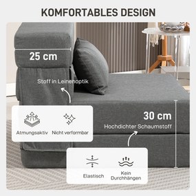 HOMCOM 1-místné rozkládací křeslo postel skládací křeslo 3-v-1 se sedáky, včetně polštáře, přenosné podlahové křeslo pro hosty, obývací pokoj, malý p…