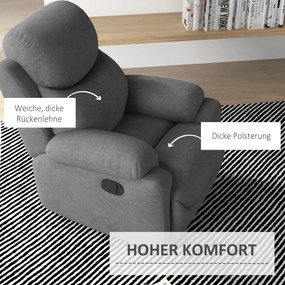 HOMCOM polohovací křeslo, TV křeslo s funkcí polohování, polohovací křeslo, čalouněné TV křeslo se vzhledem lnu, polohovací křeslo do ložnice, šedé |…