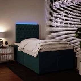 Box spring postel s matrací tmavě zelená 120x190 cm samet 3293167