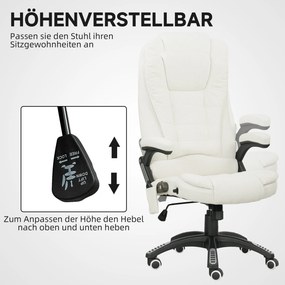 Vinsetto Ergonomická židle ke stolu s masážní funkcí, 68 x 72 x 110–120 cm, krémově bílá
