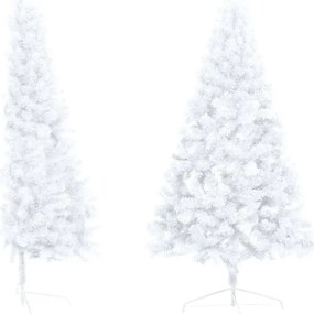 vidaXL Umělý vánoční půl stromek s LED a sadou koulí bílý 150 cm [3077483] Barva: Bílo-šedá