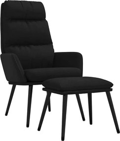Relaxační křeslo se stoličkou černé textil a umělá kůže 3097511