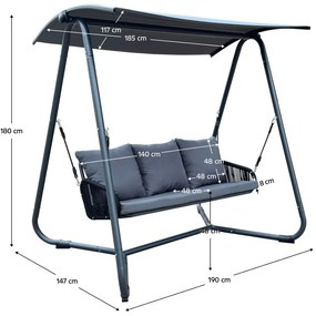 Kondela Zahradní houpačka, šedá/tmavě šedá, JAIRA