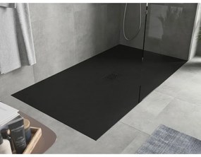 Mexen Hugo, obdélníková sprchová vanička SMC 150 x 100 cm, černá, černá krytka, 42701015-B