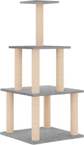 Škrabadlo pro kočky se sisalovými sloupky světle šedé 111 cm 171733