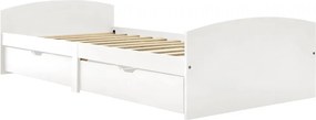Rám postele se 2 zásuvkami bílý masivní borovice 90 x 200 cm 322155