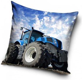 Dětský polštářek Traktor modrý 40x40 cm