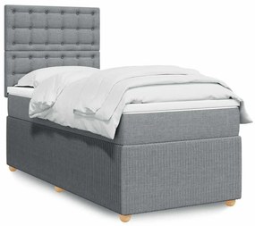 Box spring postel s matrací světle šedá 90x190 cm textil 3291925