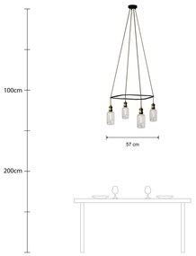 creative cables Lustr cage crystal se 4 žárovkami Barva: Černá Perleť