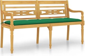 Lavice Batavia s Zelená poduškou 150 cm masivní teakové dřevo 3100846