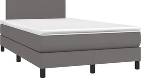 Box spring postel s matrací a LED šedá 120 x 190 cm umělá kůže 3270127