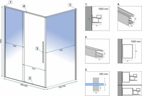 Sprchový kout REA SOLAR 80/zástěna x 100/dveře cm, černý matný/transparent - bez vaničky