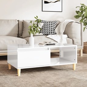 Konferenční stolek bílý s leskem 90x50x36,5 cm kompozitní dřevo,  821046 HangarStore.cz