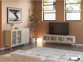 Krémový kovový TV stolek 160x50x35 cm Fayna – Marckeric