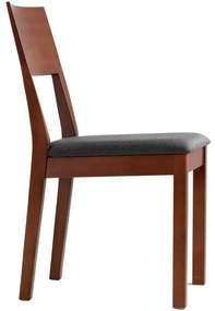 Nordic Design Hnědá dřevěná jídelní židle Forman s šedým látkovým sedákem