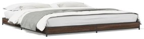 Rám postele hnědý dub 160 x 200 cm kompozitní dřevo a kov - Default Title
