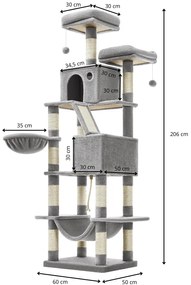 Škrabadlo pro kočky Awice 206 cm šedé