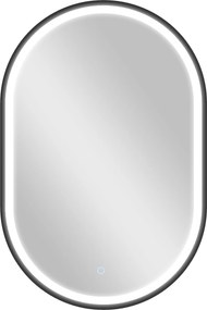 HOMCOM zrcadlo do koupelny se světlem 60x90 cm oválné nástěnné zrcadlo 3 barvy světla stmívatelné protimlhové černé